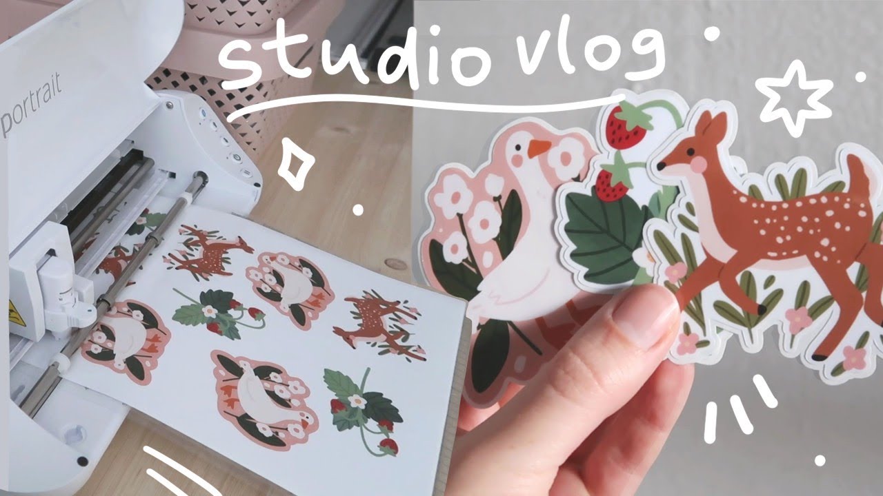 STUDIO VLOG 🍓 making easy peel stickers, packing and new ceramics - YouTube