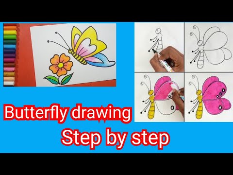 Butterfly 🦋 Easy drawing for kids | Draw just in 5min| Step by step ...