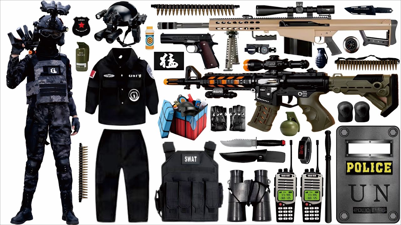 Open the box and collect special forces toy guns, M4 carbines, golden ...