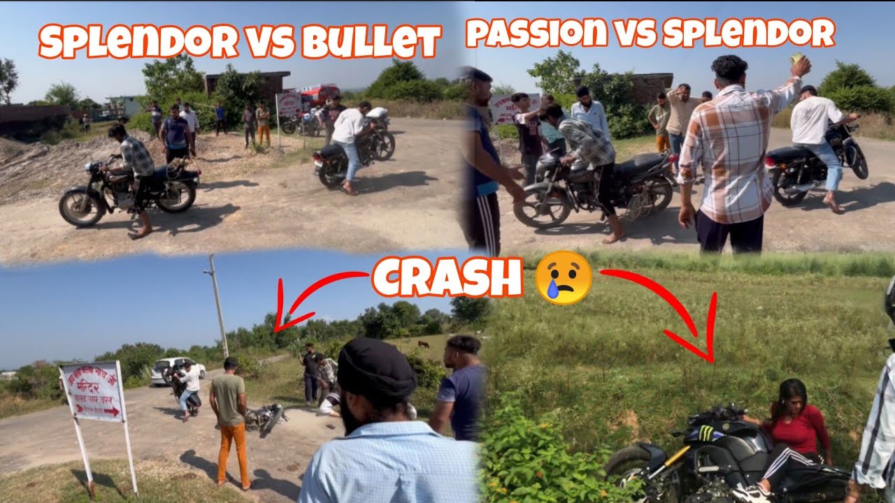 bullet vs Splendor || Passion pro vs Splendor || Live Crash 😢 || #vs # ...
