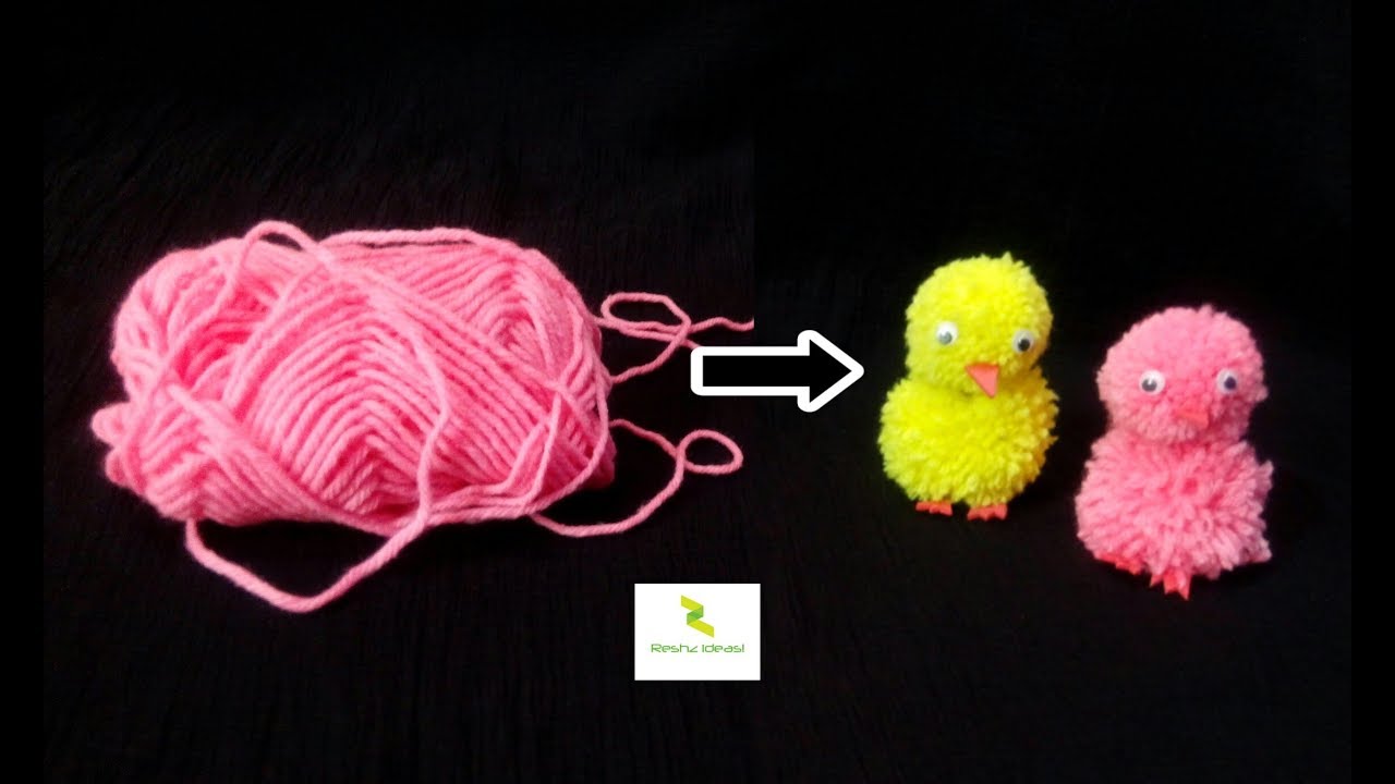 DIY Pom pom chicken / How to make woolen thread chicken / Yarn Chicken ...
