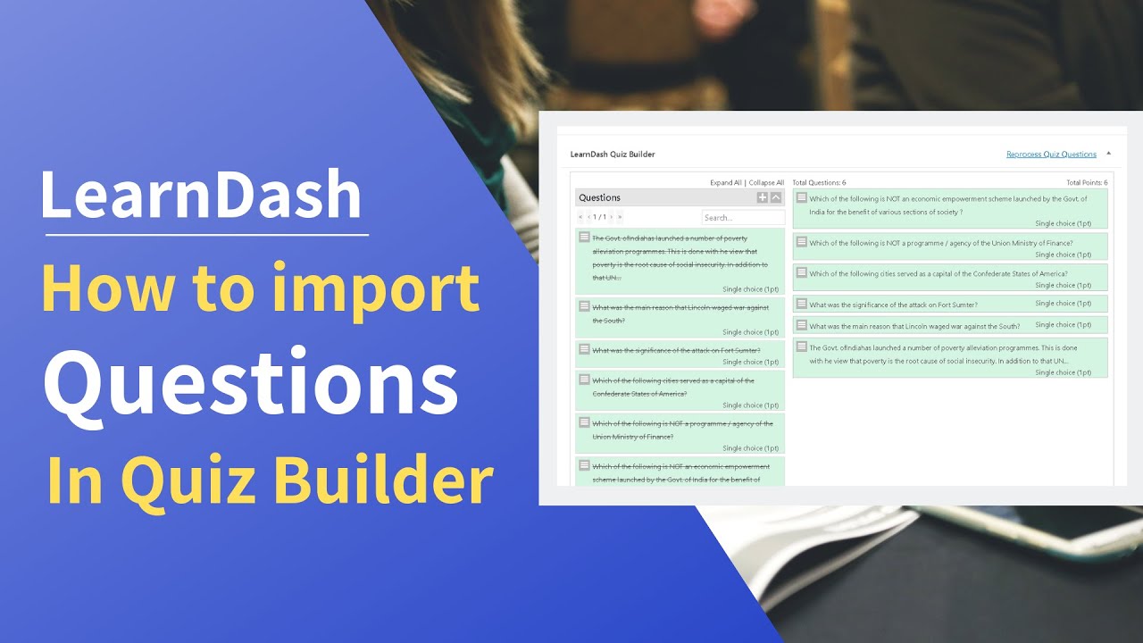 How to import quiz to learndash quiz builder - YouTube