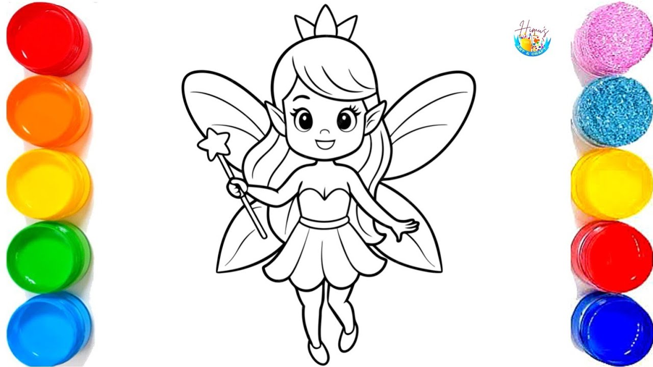 Easy Cute Fairy drawing for kids | Step by step Fairy Princess drawing ...