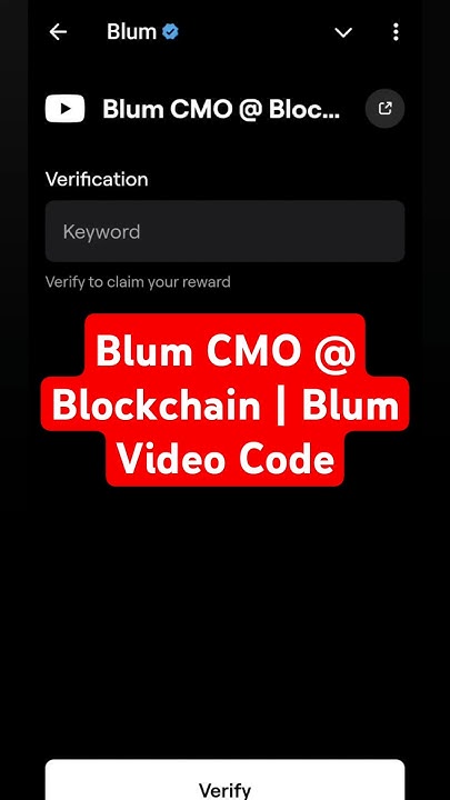Blum CMO @ Blockchain | Blum Video Code - YouTube