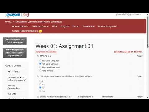 NPTEL 2024 SIMULATION OF COMMUNICATION SYSTEMS USING MATLAB WEEK 1 - YouTube