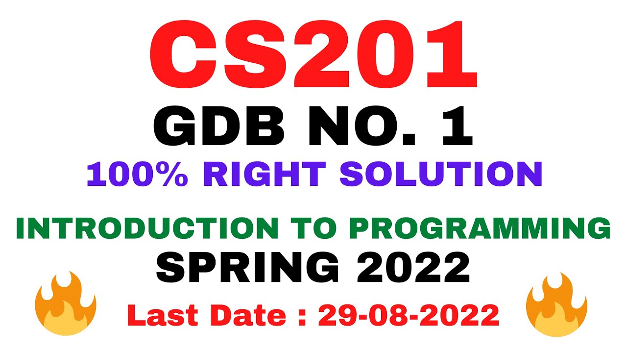 CS201 GDB NO. 1 SPRING 2022 || 100% RIGHT SOLUTION || INTRODUCTION TO ...
