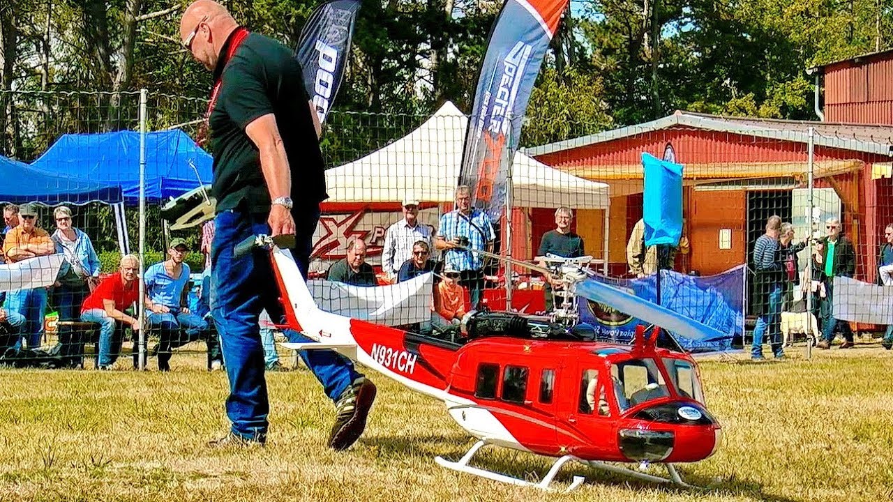 HUGE STUNNING RC BELL-205 UH-1D SCALE MODEL TURBINE HELICOPTER FLIGHT ...