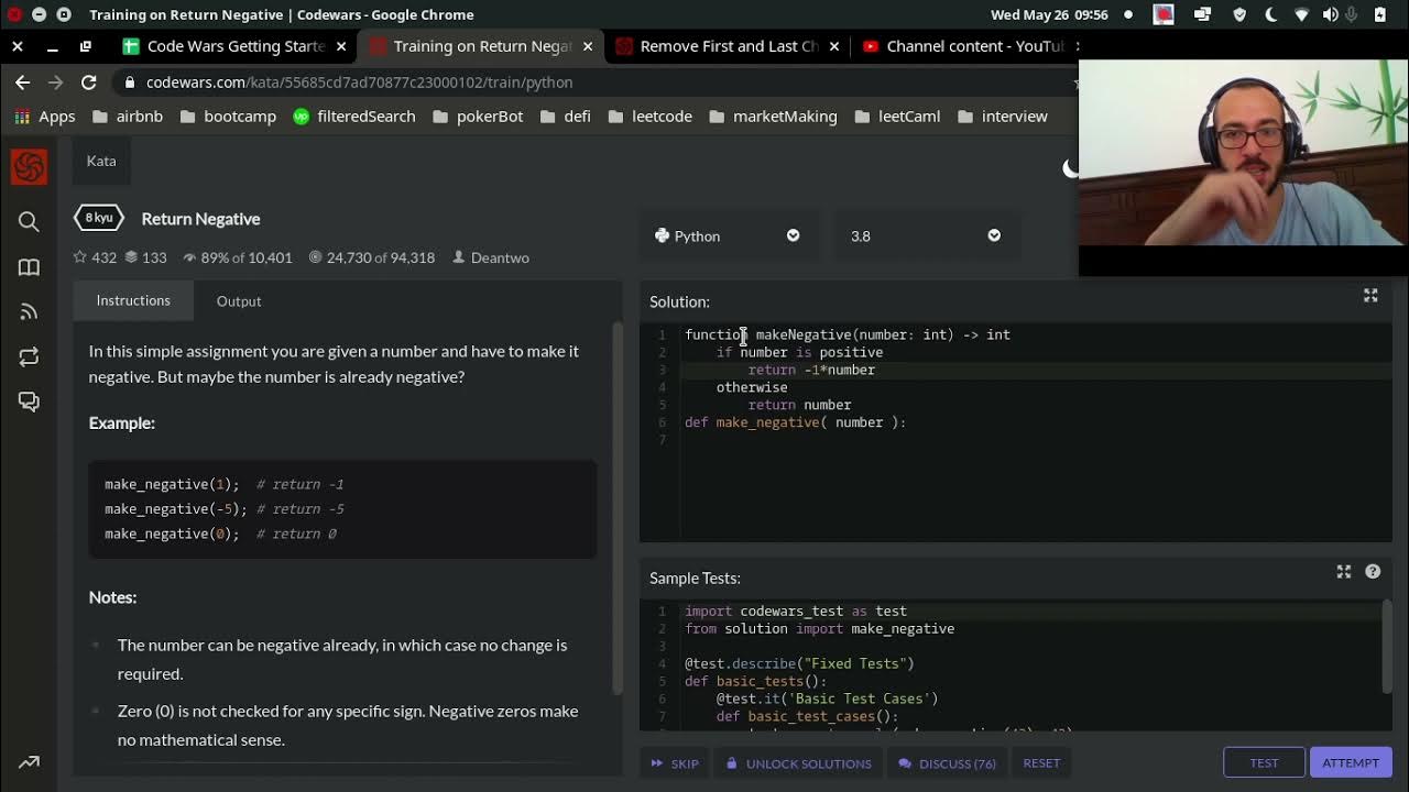 codewars: Return Negative - YouTube