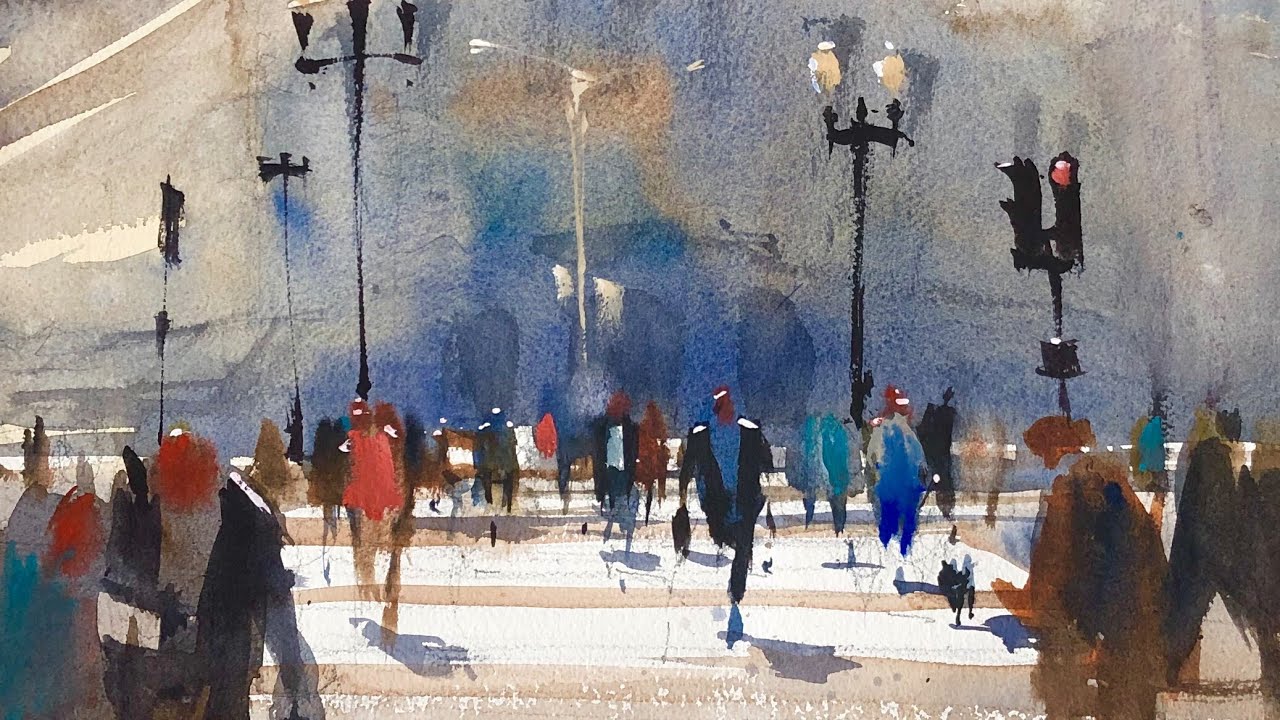 Advancing with Watercolor: Color Strategies “Rush Hour, South Station ...