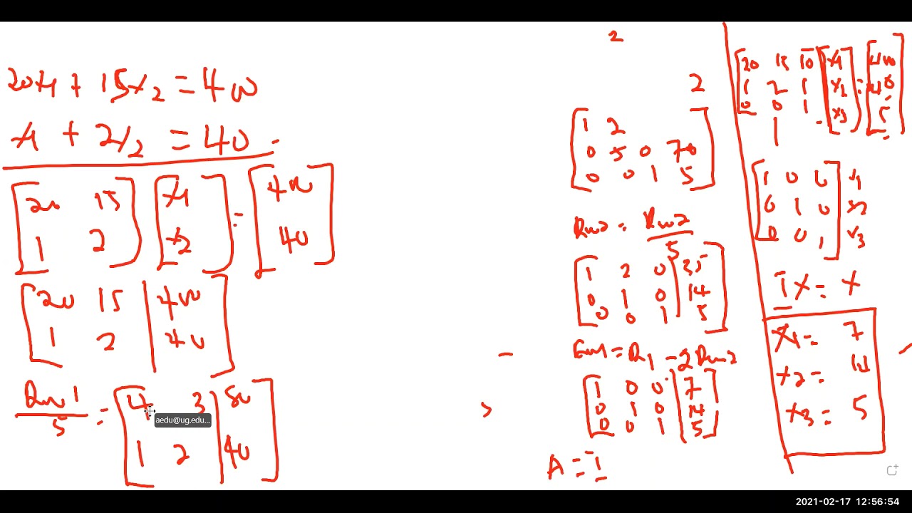 Gauss Jordan Method Systems of Linear Equation 2 - YouTube