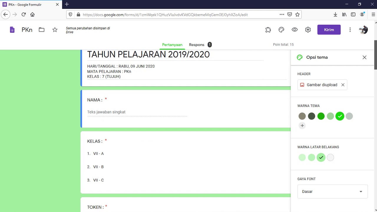Google Form Bag 6 Cara Mengubah Tema dan Menambahkan Baner - YouTube