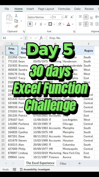 Day 5: FILTER - Extract Data Based on Criteria! | 30 Days Excel Function Challenge! #exceltricks ...