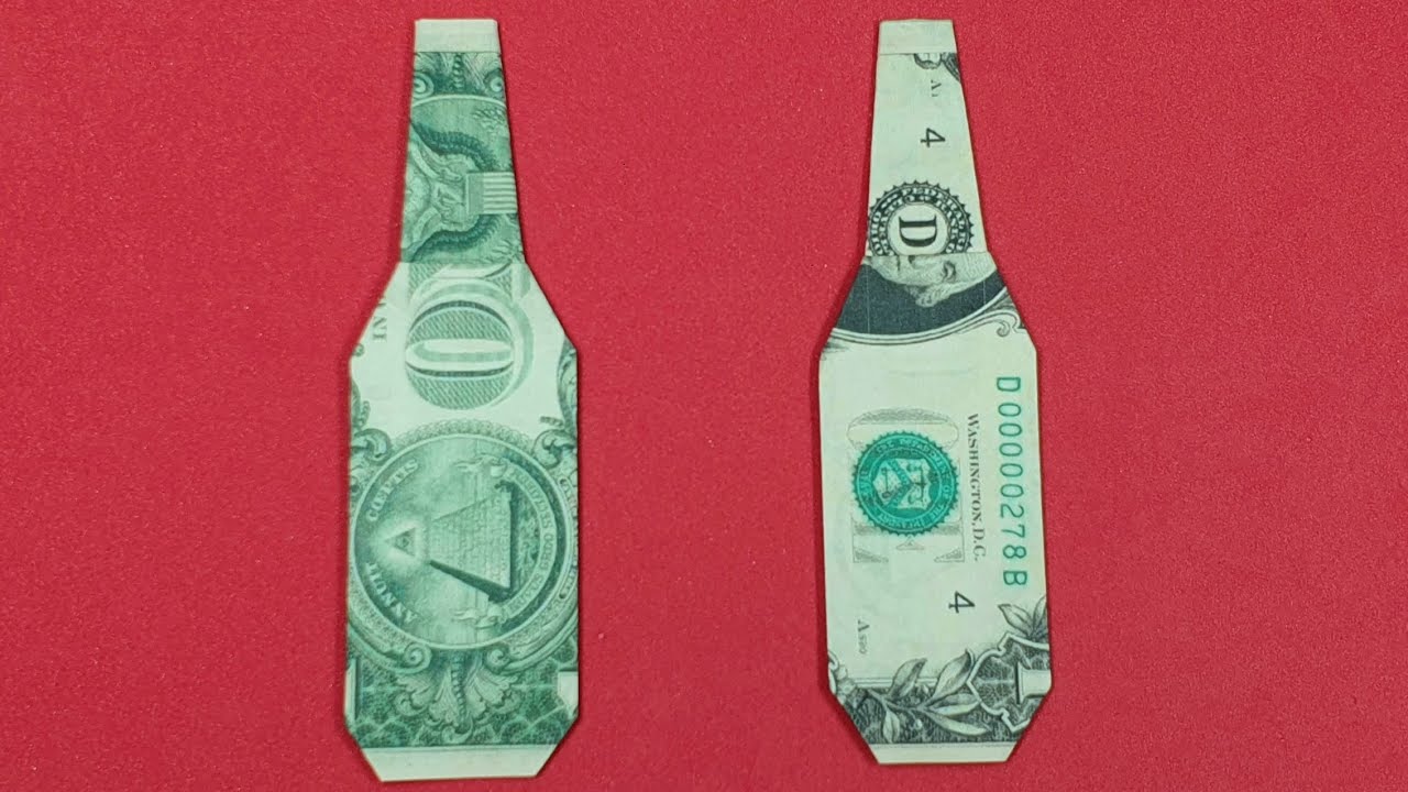 How to fold | Dollar Origami Beer Bottle | Money Origami - YouTube