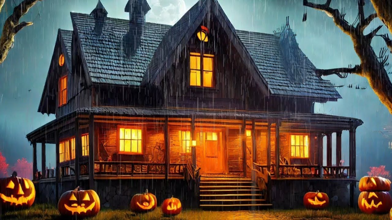 Spooky Halloween Ambience On Rainy Night : Spooky Sounds, Heavy Rain ...