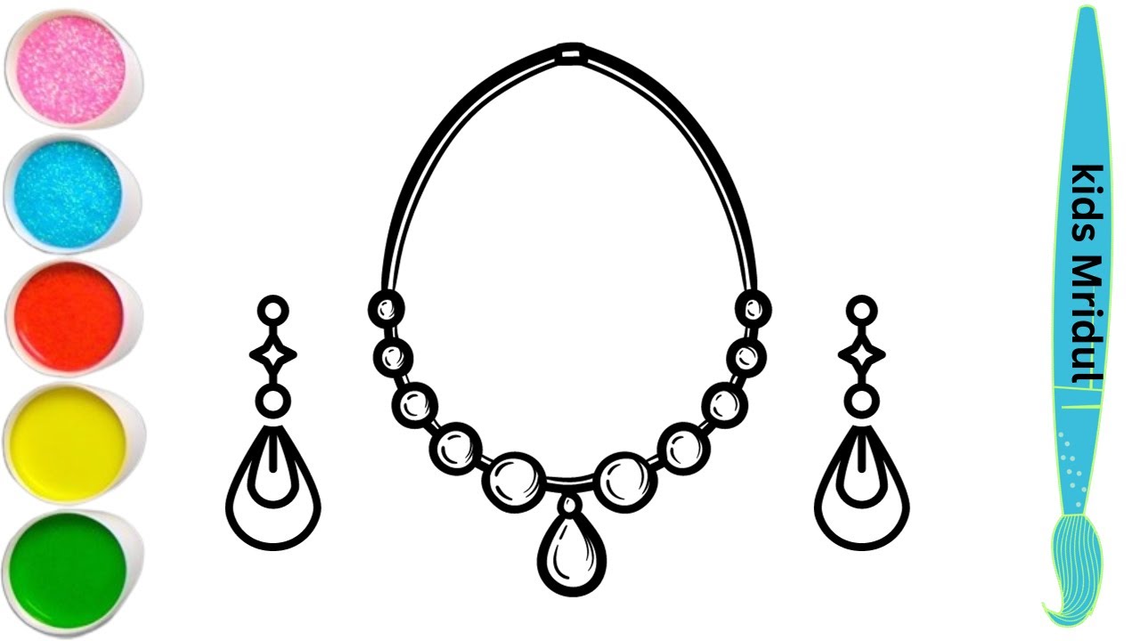 Necklace Drawing || Easy drawing necklace and earrings with pencil ...