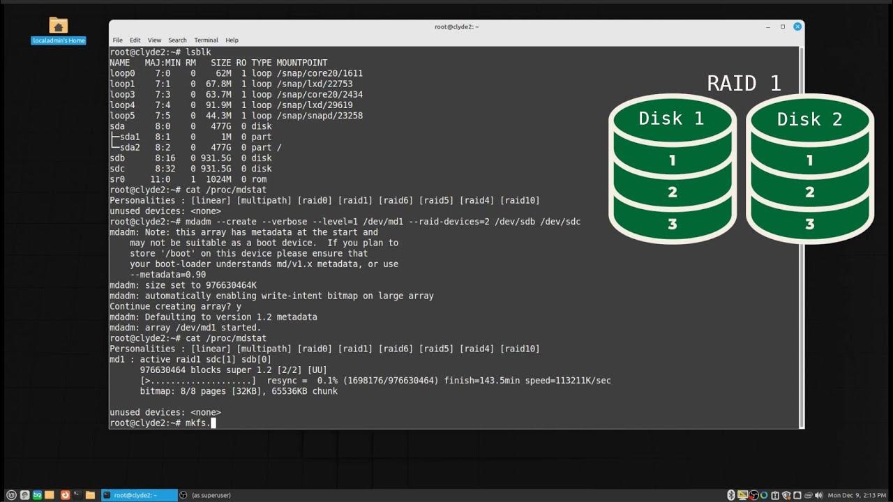 Create A Basic RAID1 Array on Linux - YouTube