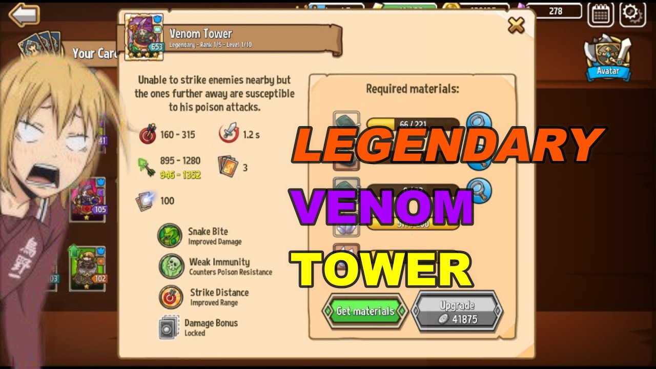 How Powerful is Legendary Venom Tower - Crazy Defense Heroes - YouTube