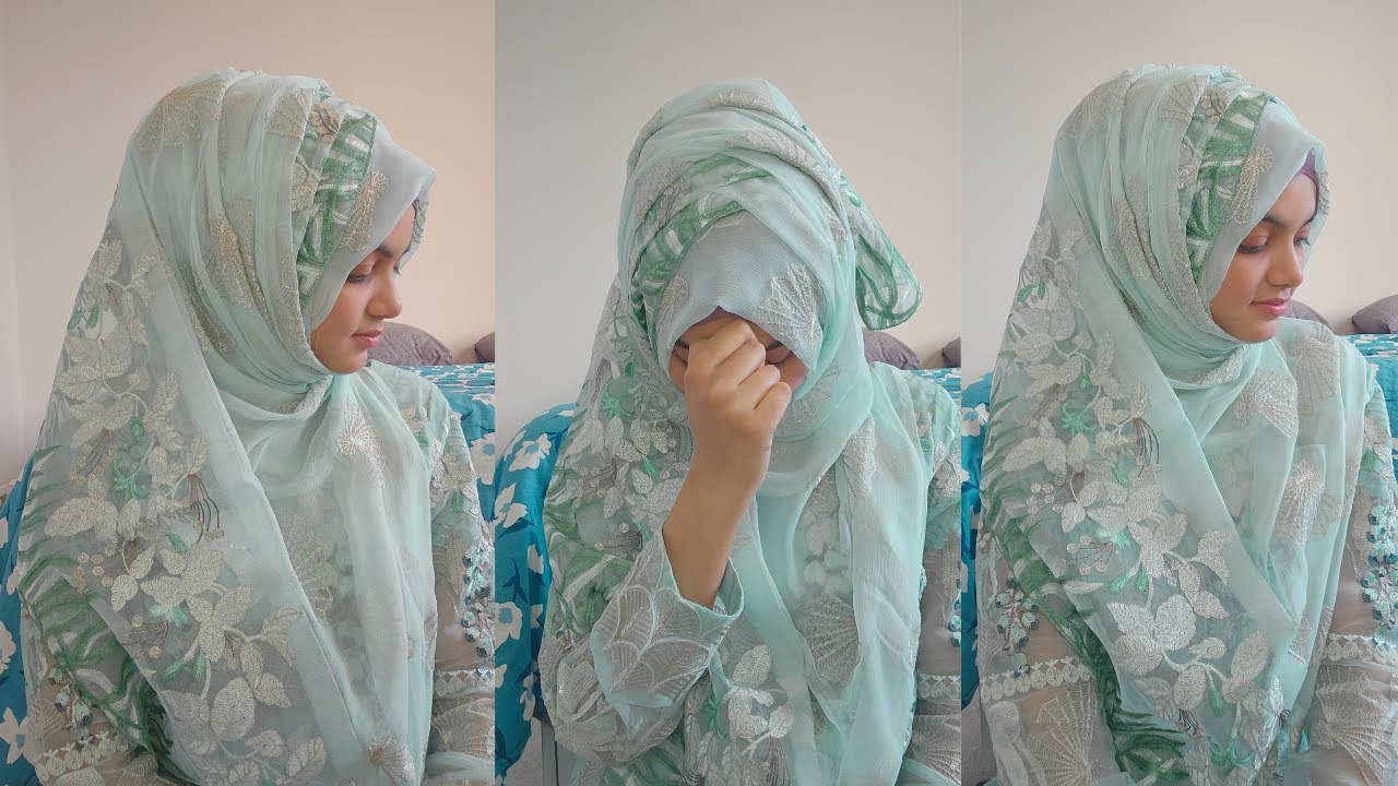 Criss Cross Hijab Style With Fancy Dupatta | Wedding Hijab Tutorial ...