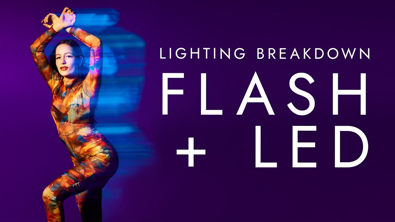 How to Blend Flash with Colored LED Light for Fashion Photography - YouTube