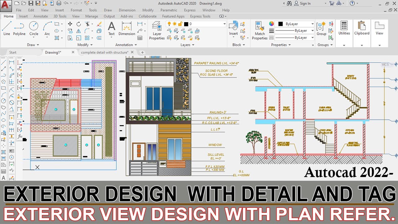 EXTERIOR DETAILING WITH TAGGING || HOW TO DESIGN A EXTERIOR VIEW IN ...