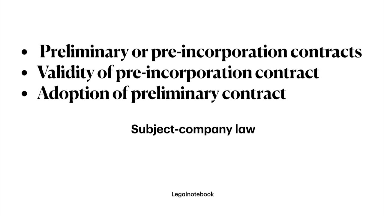 Adoption of preliminary contract and its validity or introduction under ...