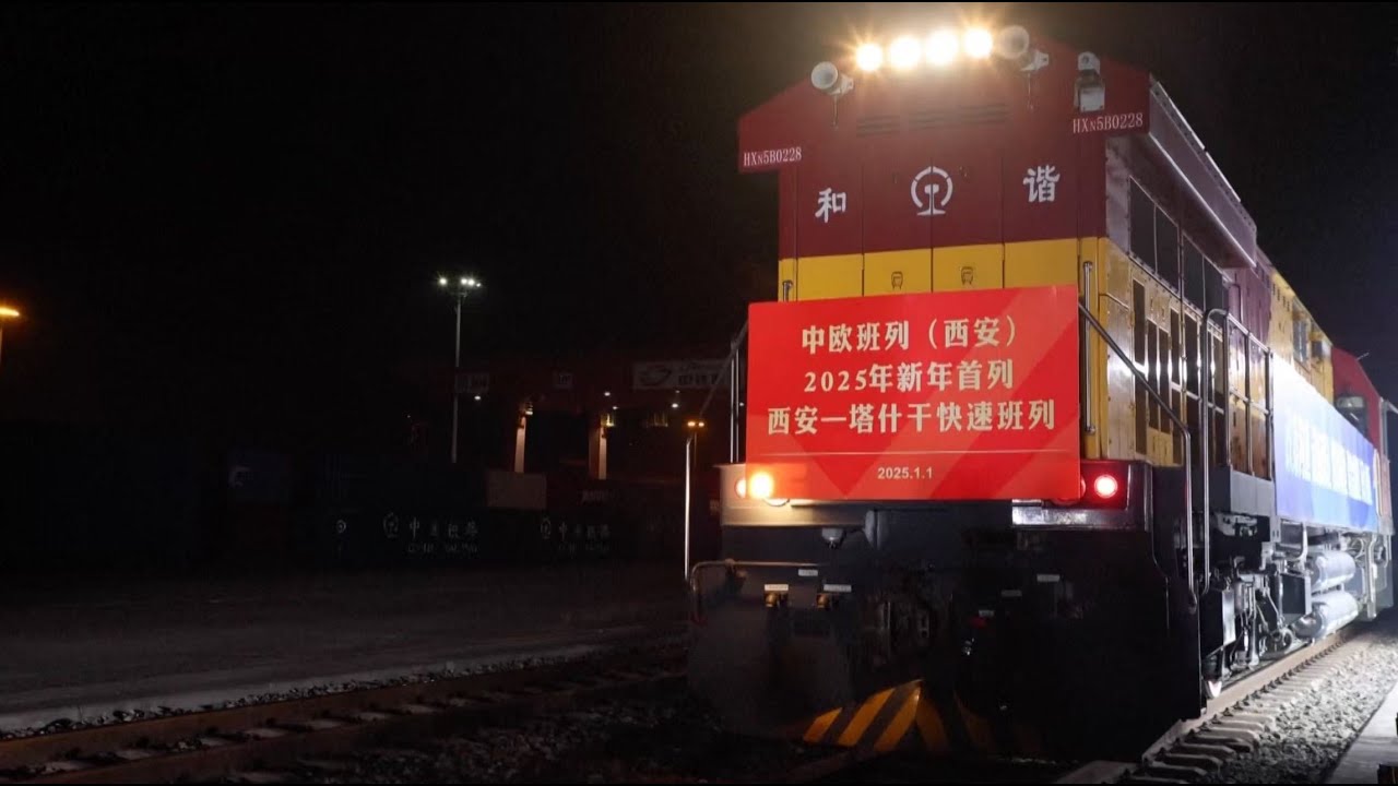 New express freight train service connects China and Uzbekistan - YouTube