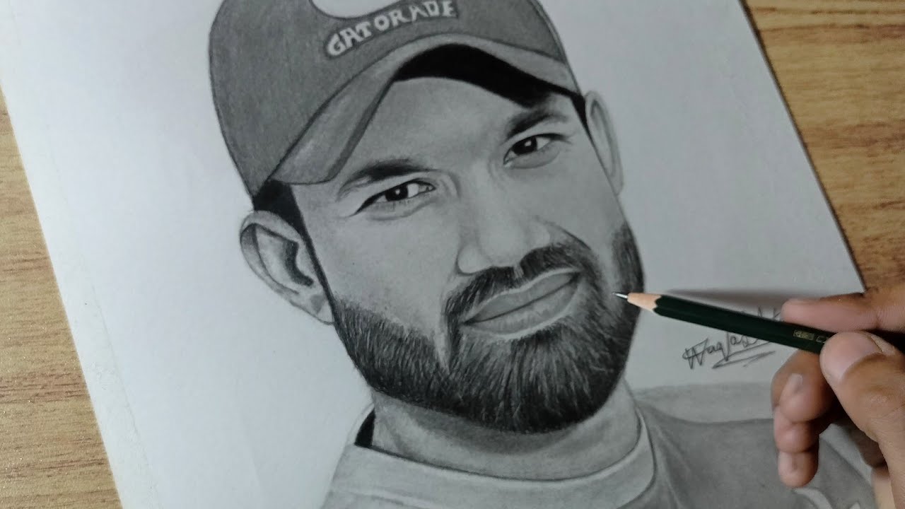 Drawing of Muhammad Rizwan ️ || Cricket Player of Pakistan || Time ...