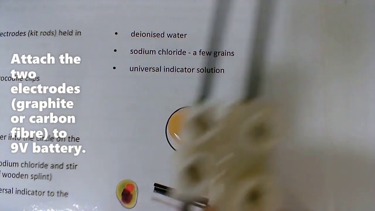 Microscale electrolysis of sodium chloride solution - YouTube