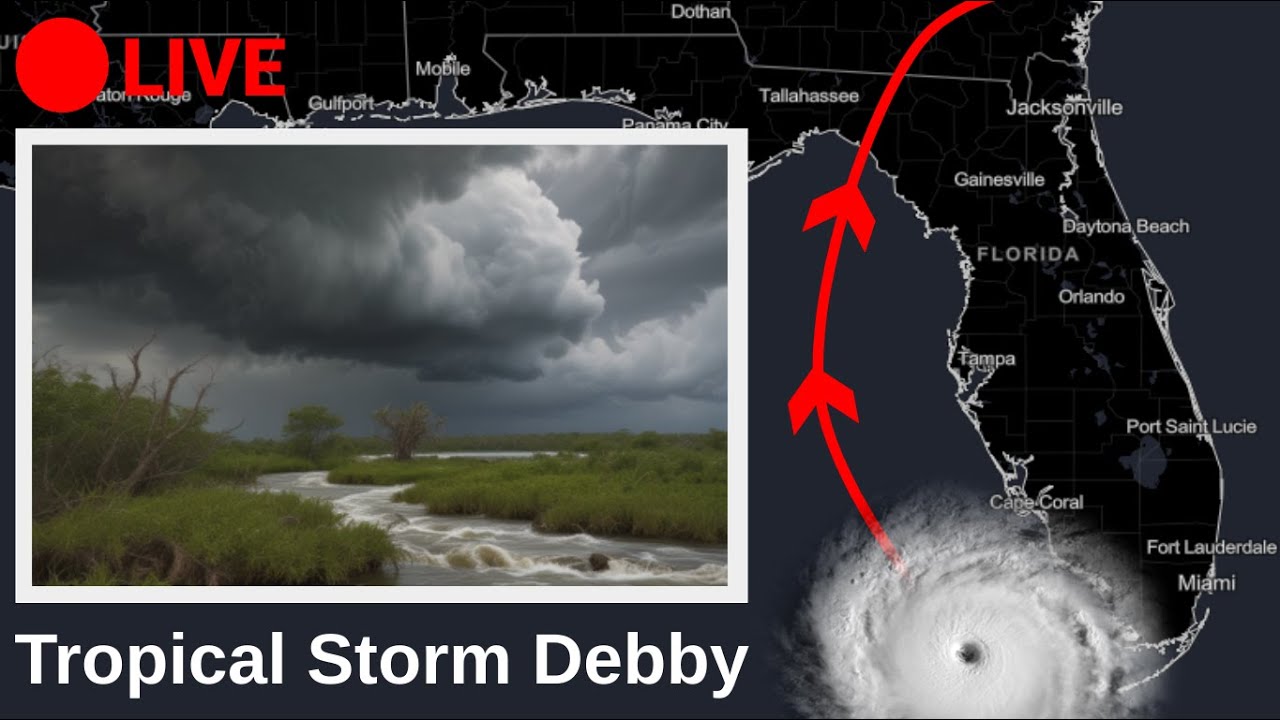 🔴LIVE: Tropical Storm Debby Coverage with live cams - YouTube