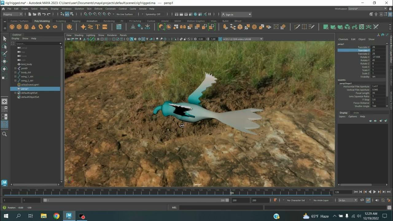How to model,Texturing,Rigging & Animation a 3D Bird in Maya 2023 part-03 (Animation) - YouTube