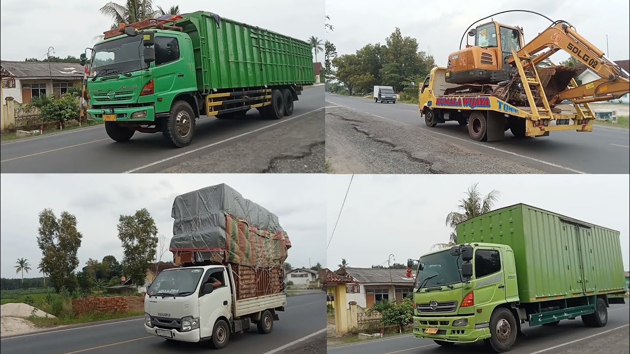 truk muatan excavator, truk tronton, truk wing box, pickup traga, mobil ...