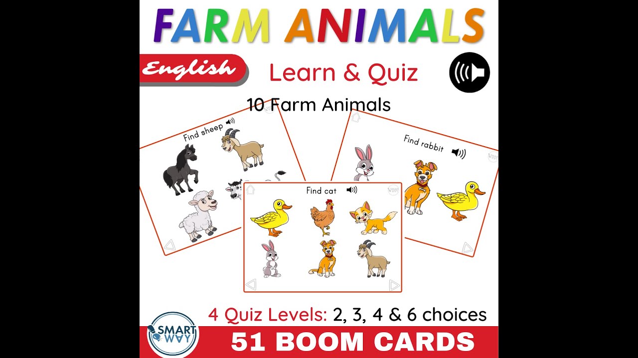 Farm Animals Boom Cards Digital Activity - YouTube