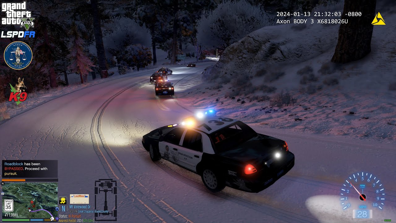 GTA V - LSPDFR 0.4.9🚔 - LSPD/LAPD - K9 Unit Winter Patrol - Stolen ...