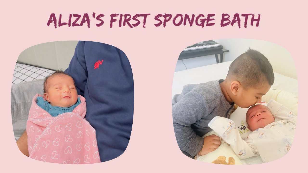 Baby Girl’s First Sponge Bath At Home! **so cute** - YouTube