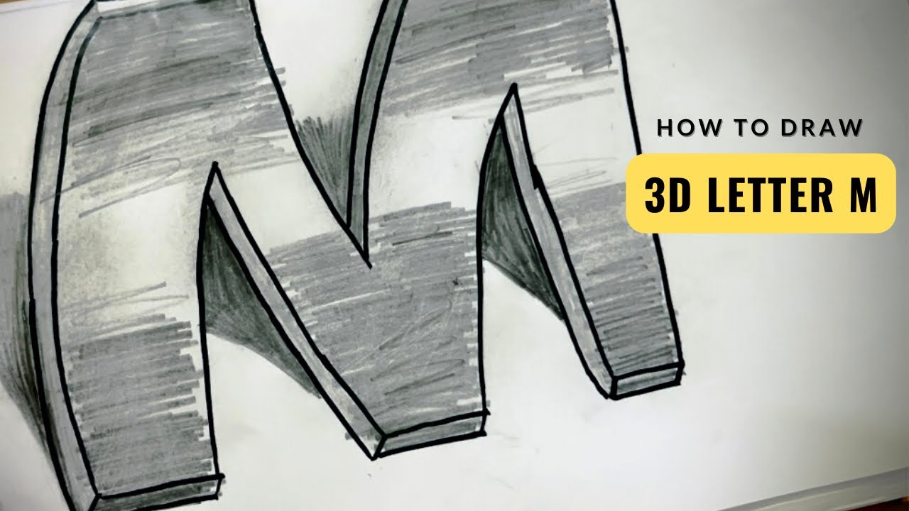 How to: Draw 3D Letter M - Easy Trick Art - YouTube