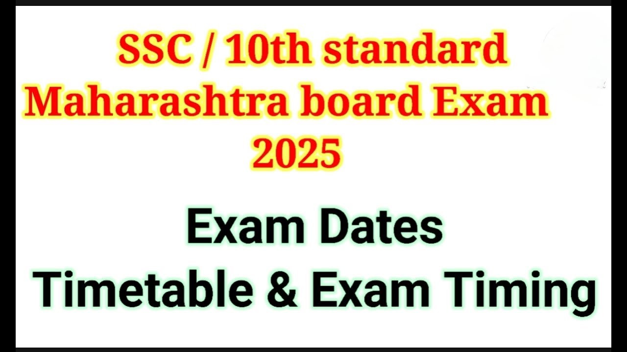 Maharashtra Board SSC 10th standard Exam Date Time Table and Timing ...