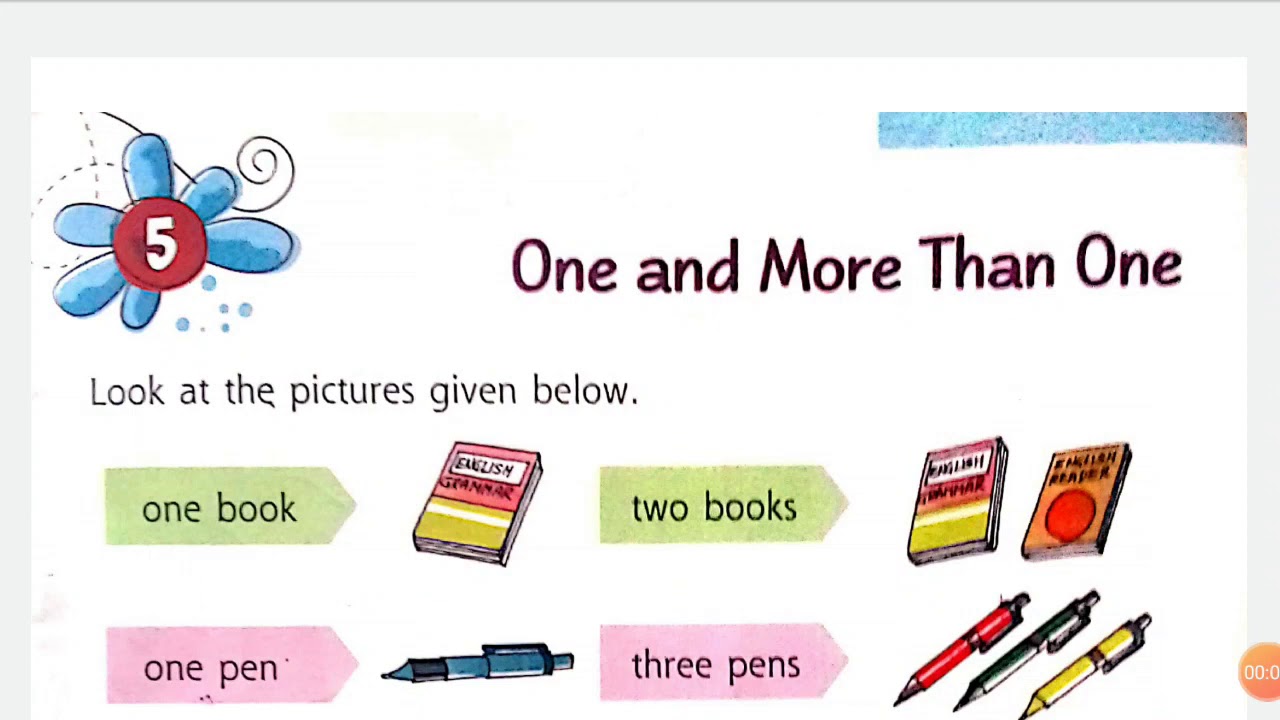 One And More Than One, English II, Book-Systematic Grammar, Class-1, L ...