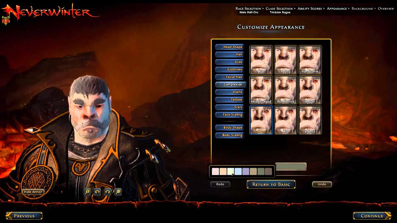 Neverwinter Beta - Half-Orc Male - Extended character creation - YouTube