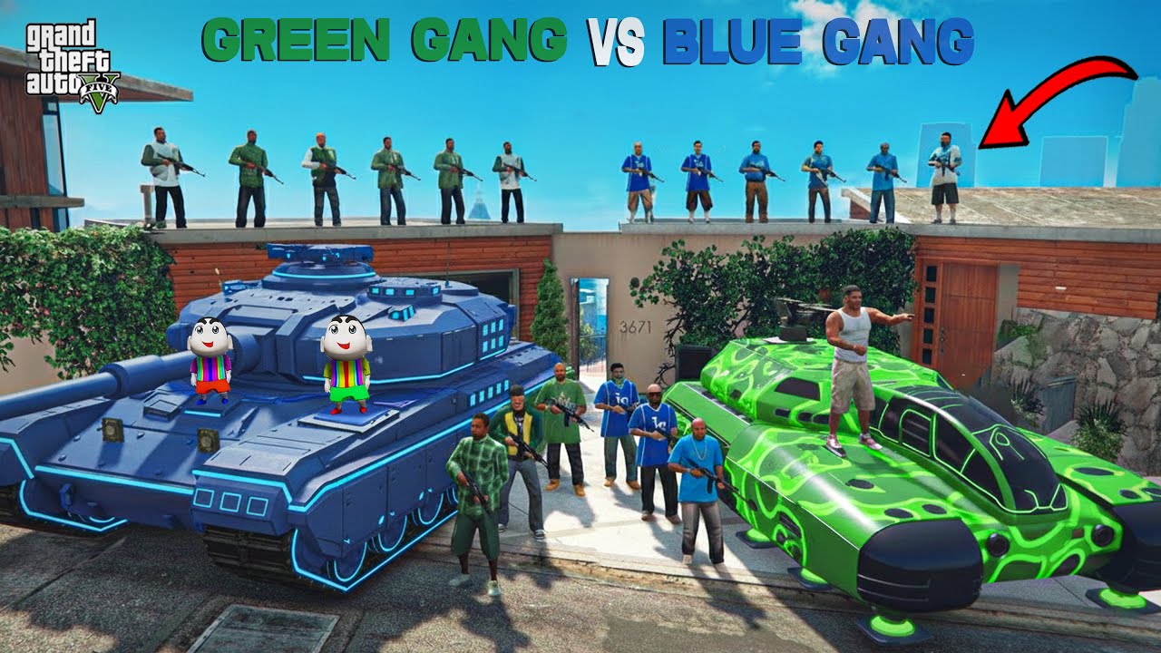 Franklin Green Gang Vs Shinchan Blue Gang Military Tank Challenge In ...