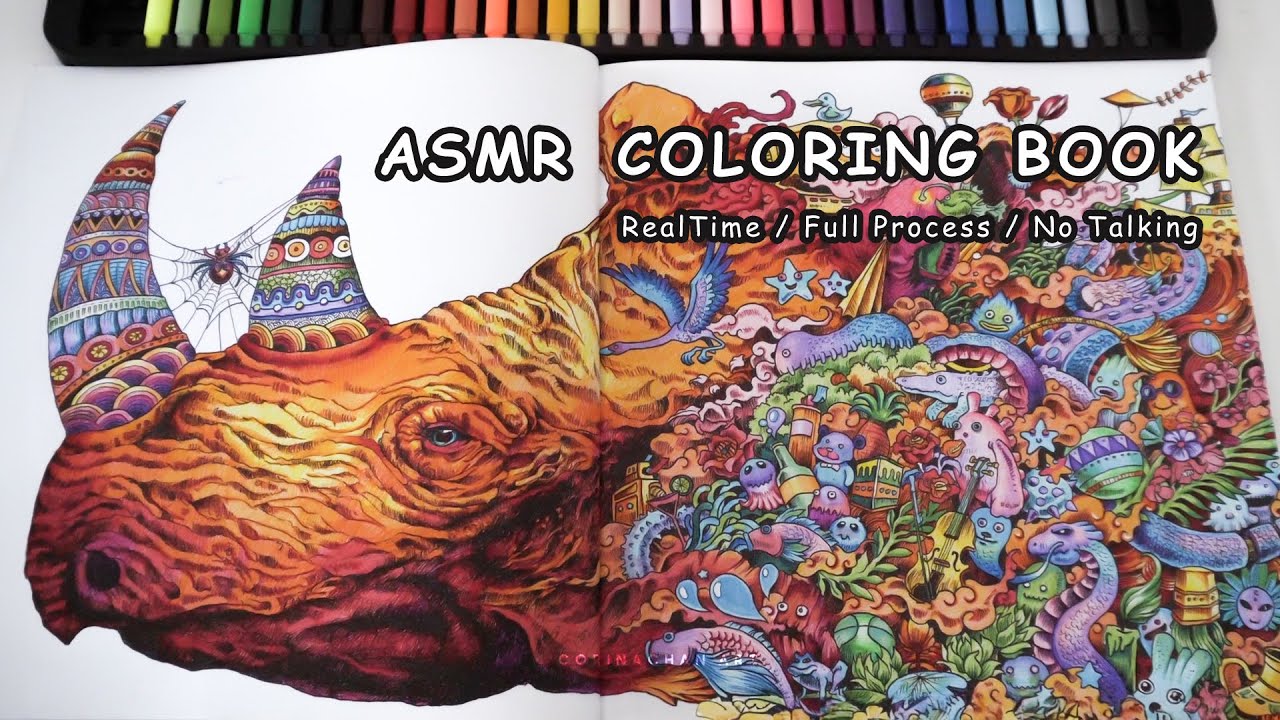 3 HOURS Coloring In ️ ASMR 🌟 No Talking ASMR Coloring Book 色鉛筆でぬりえ ...
