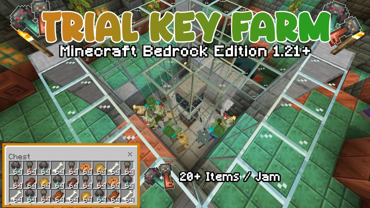 CARA MEMBUAT TRIAL KEY FARM ! | MIMECRAFT BEDROCK EDITIOM 1.21 - YouTube