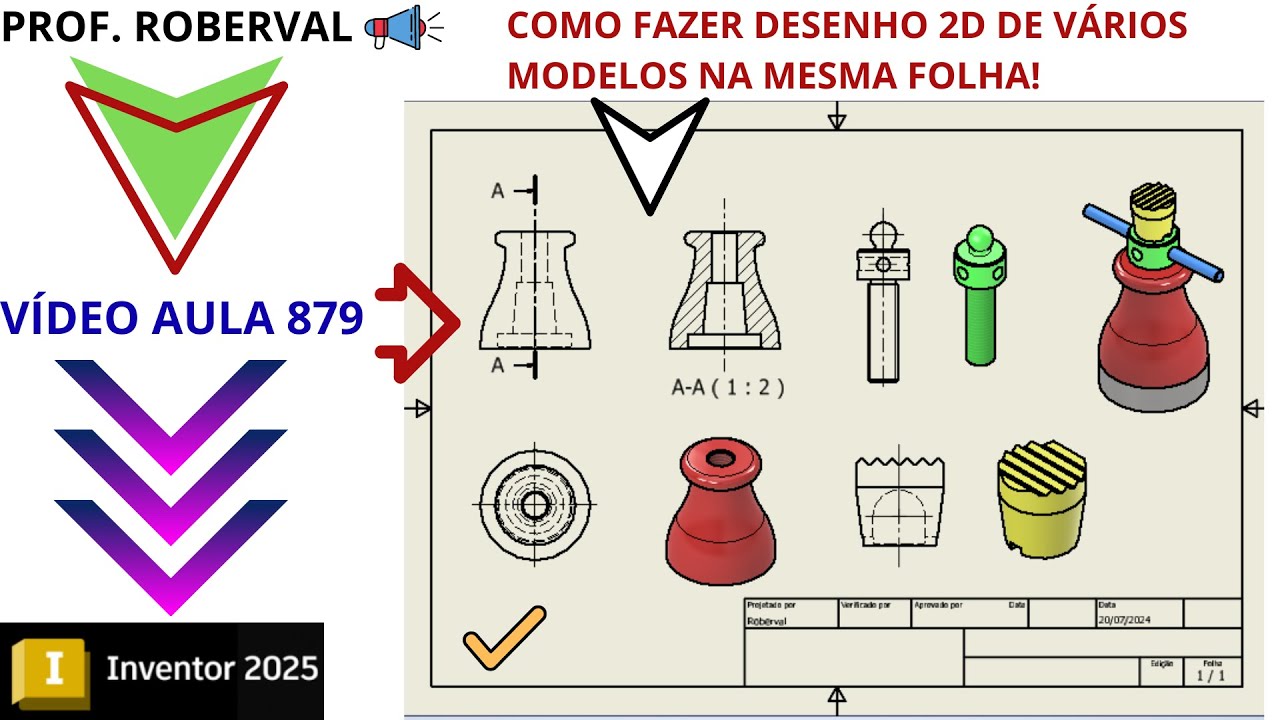 Aula 879 - Como fazer Desenho 2D de Vários Modelos na Mesma Folha no Inventor 2025 - YouTube