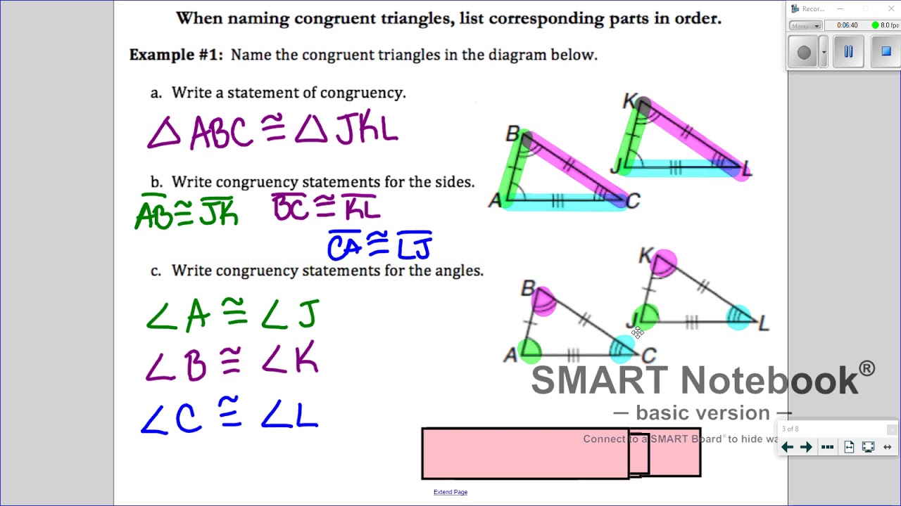 Geometry Unit 4 Lesson 4 1 CPCTC Smart Notes Video Lesson - YouTube