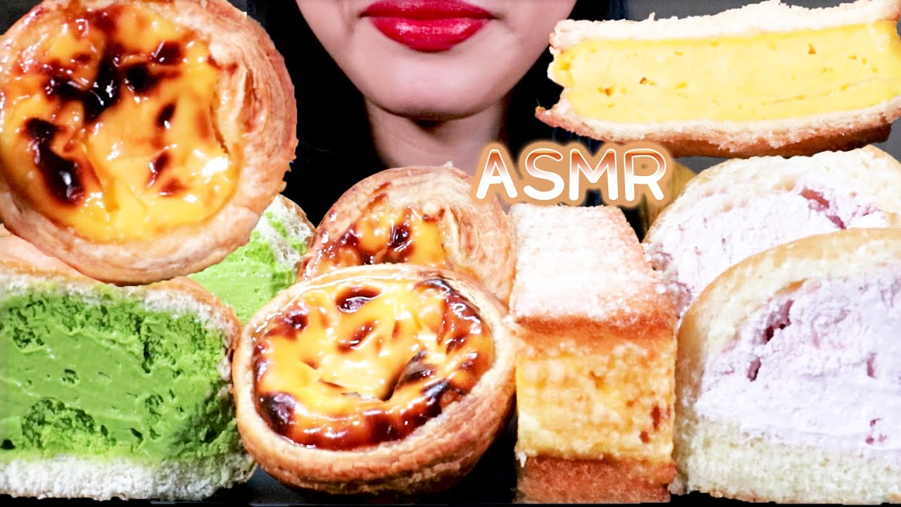 말차&딸기 크림빵,에그타르트, 멘보샤 미친조합 Bread Egg Tart Menbosha Roti Telur Tart ขนม ...