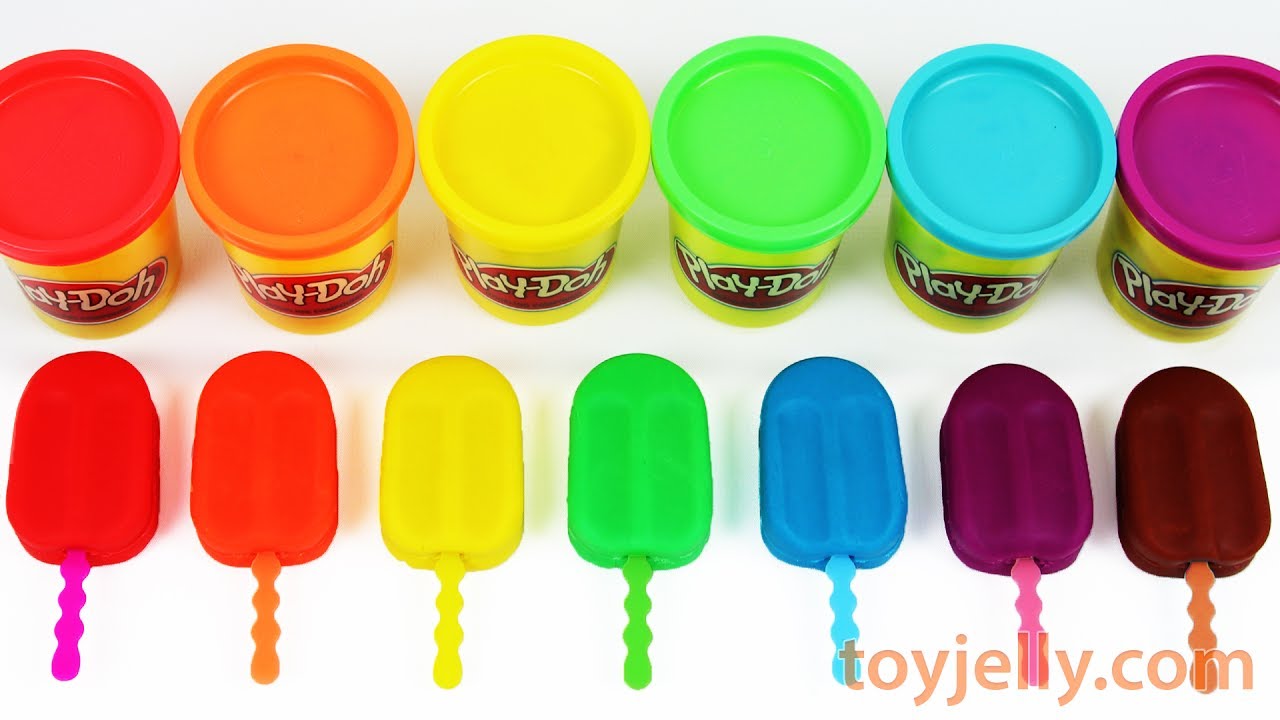 Learn Colors Play Doh Popsicle Colorful Ice Cream Pocoyo Disney Minnie ...