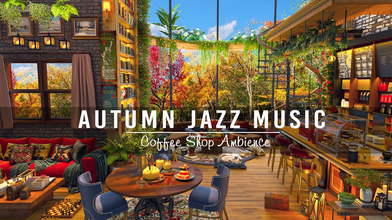 Ethereal July Jazz Music in Cozy Coffee Shop Ambience 🍂 Relaxing Autumn ...