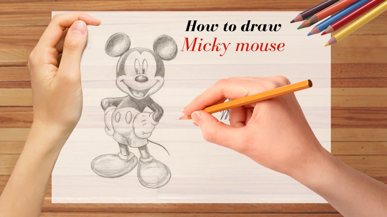 How to draw mickey mouse - YouTube