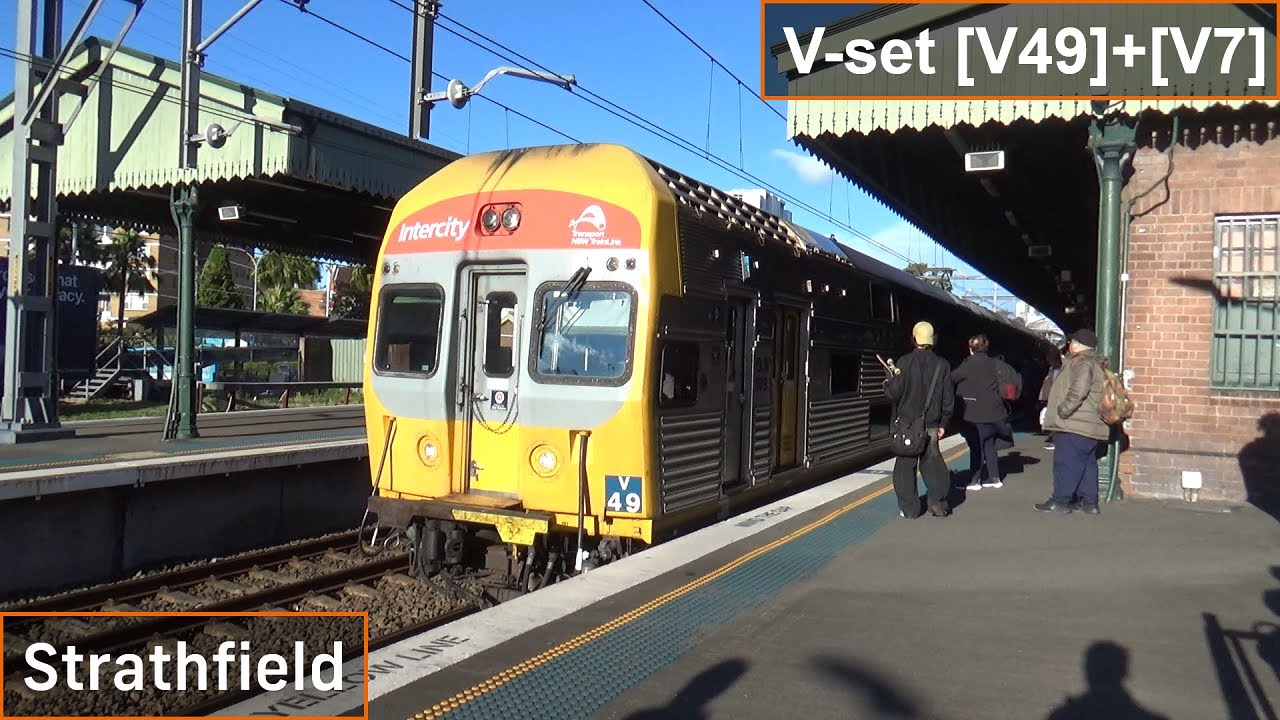 Sydney Trains V-set [V49]+[V7] at Strathfield - YouTube