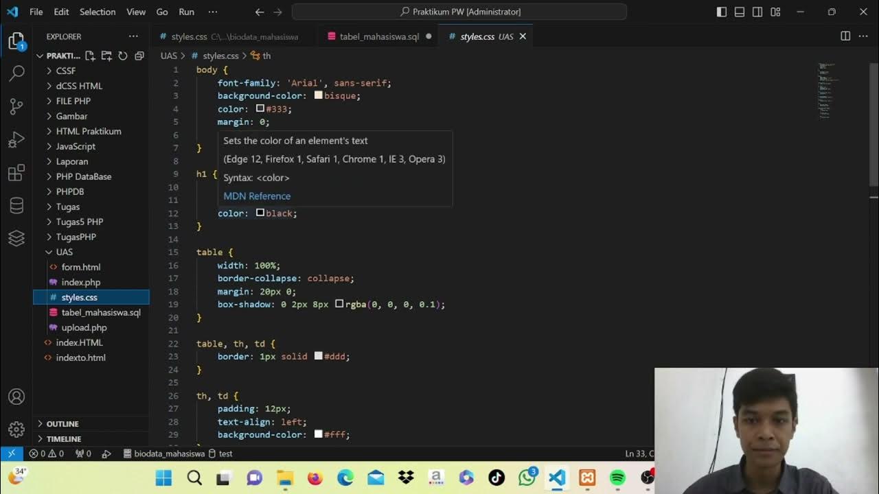 PENGISIAN BIODATA MAHASISWA DENGAN MENERAPKAN PEMROGRAMAN WEB DAN PENGOLAHAN DATA. - YouTube