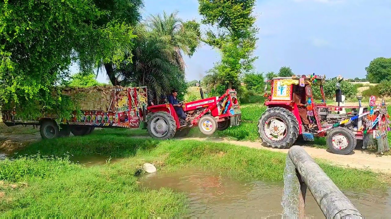 Tractor Trali | Tractor pulling a trolley passes by a tubewell. - YouTube
